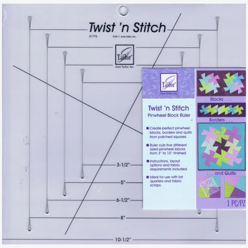 Lineal - Twist´n Stitch - Pinwheel block Ruler - Hobbygården