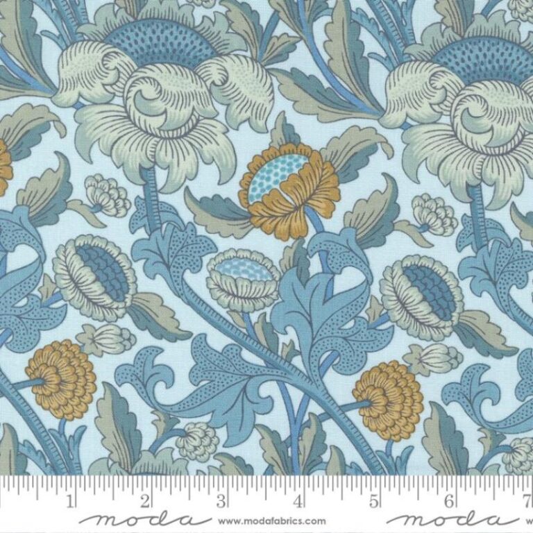 Stof - William Morris - Morris Meadow - Aquamarine - Stort mønster ... Stof - William Morris - Morris Meadow - Aquamarine - Stort mønster ...